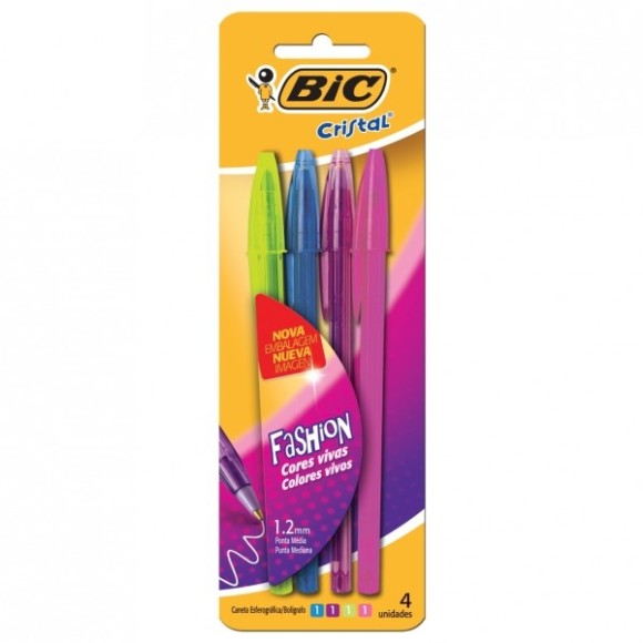 Caneta Bic Cristal Fashion 4 Cores Caneta Bic Cristal Fashion 4 Cores